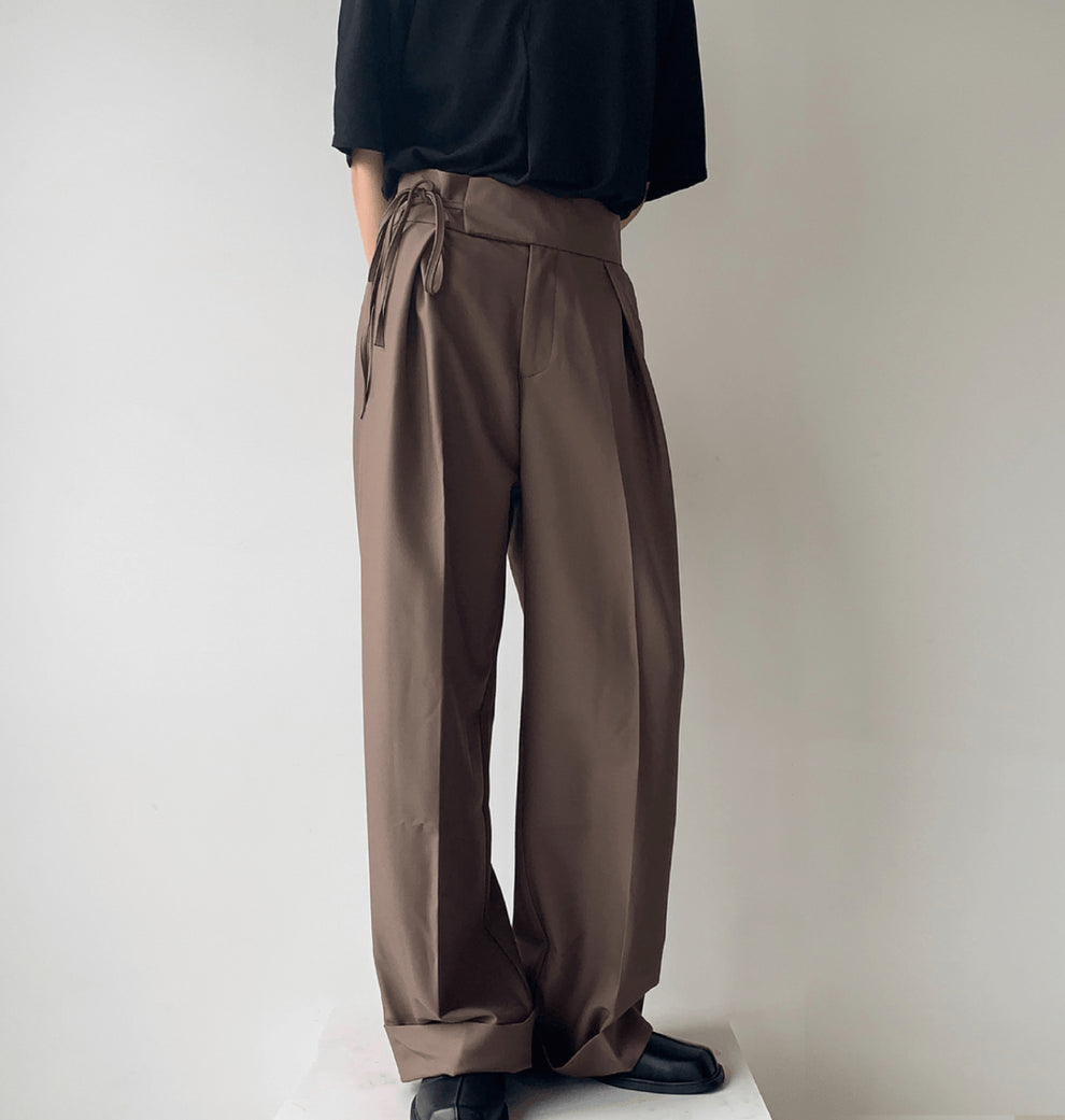 Fold pleated unisex trouser with knot front – Parmo Dharma